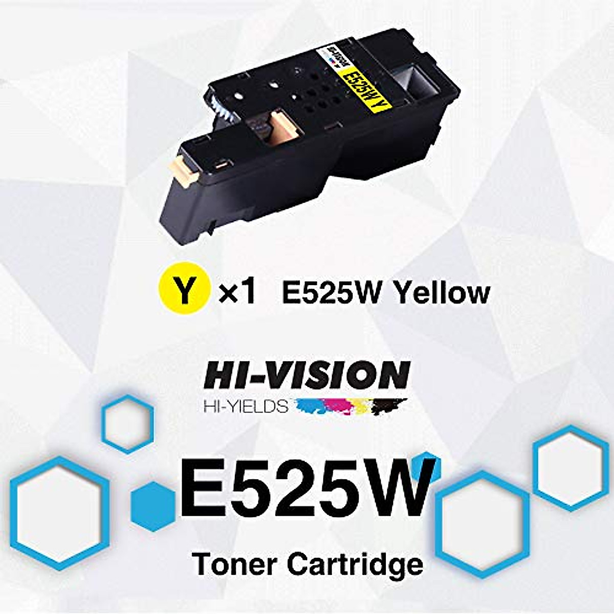 HI-Vision® 1 Pack Compatible (1,400 Pages) E525w (593-BBJW, 3581G) Yellow Toner Cartridge for E525w Color Multifunction Printer