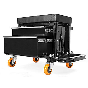 WEN GG1400 400-Pound Capacity Garage Glider Rolling Tool Chest Seat with Storage Pouch