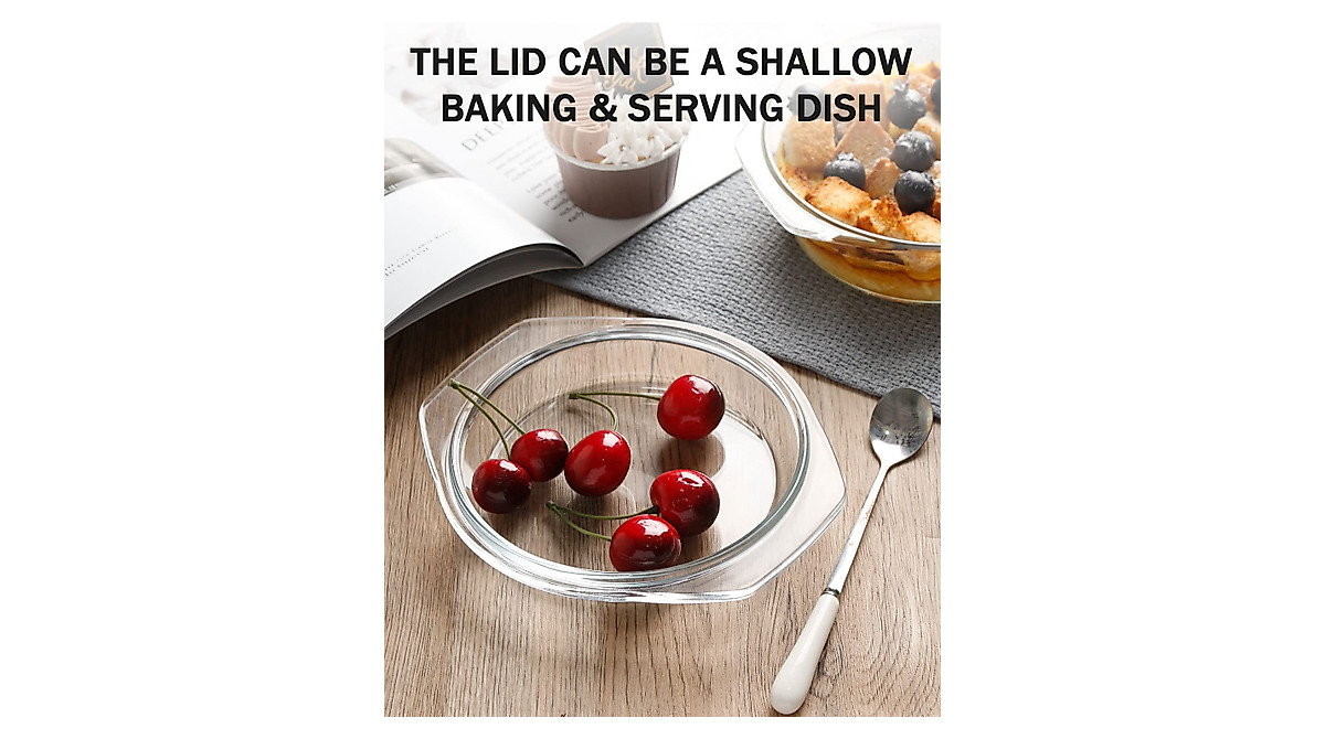 ZYER Small Glass Casserole Dish with Lid – Microwave Safe 0.65L