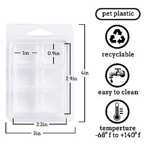 Wax Melt Molds 100 Pack Wax Molds Clear Plastic Wax Melt Clamshells