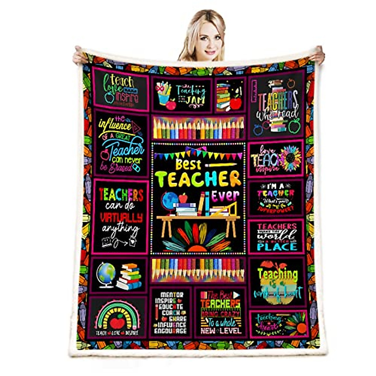 LEITINGYA Teacher Gifts for Women Men, Teacher Appreciation Gifts, Teacher Teachers Day Graduation Retirement Gifts, Best Teacher Christmas Throw Blanket for Couch Bed 50 x 60
