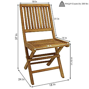 Sunnydaze Nantasket Solid Teak Outdoor Folding Dining Chairs - Light Wood Stain Finish - 2 Chairs