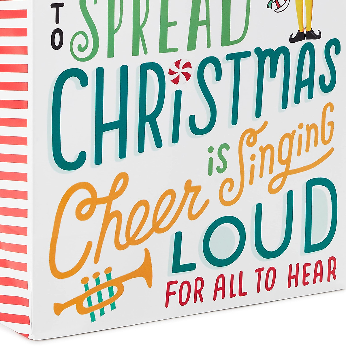 Hallmark 13" Large Elf Gift Bag with Tissue Paper (Movie Quote: "The Best Way to Spread Christmas Cheer…") for Kids, Grandchildren, Adults