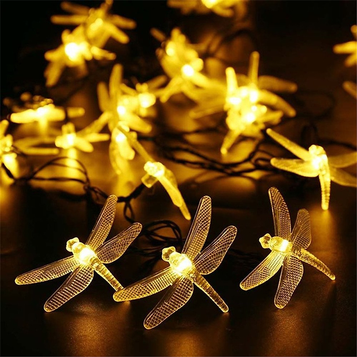 elecfan Solar String Lights Waterproof,20 LED Dragonfly Solar Fairy Lights Outdoor LED Warm White with Solar Panel 2 Lighting Modes for Indoor Home, Garden, Fence, Christmas Tree, Wedding, Holiday