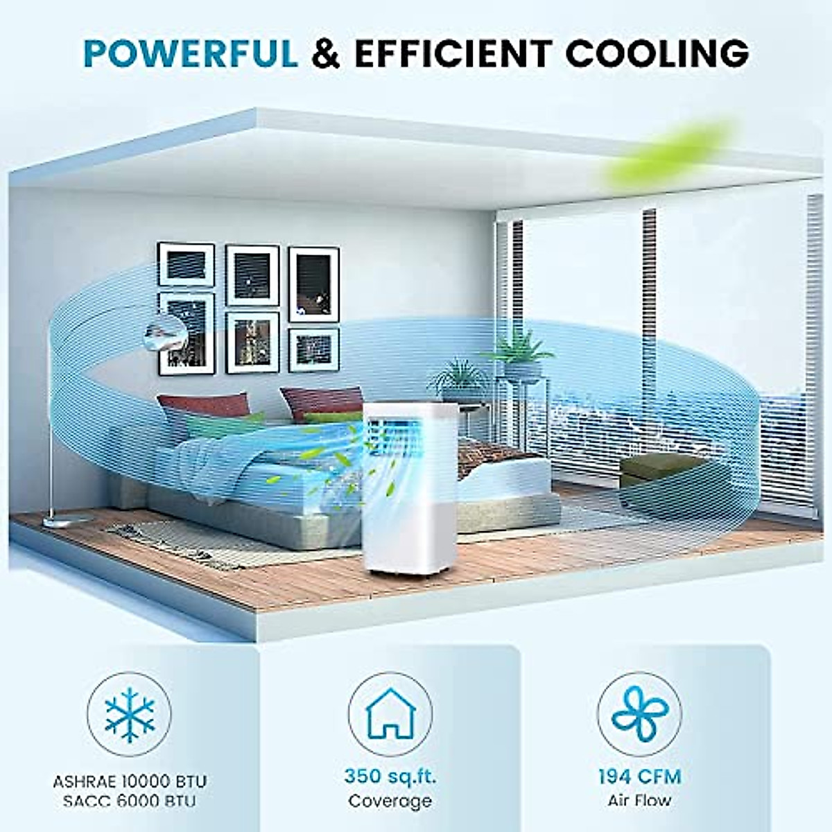 PETSITE 10000 BTU Portable Air Conditioner, 3 in 1 AC Cooling Unit with Remote Control, Dehumidifier, Sleep Mode, Window Kit, Stand up AC Unit for Bedroom Cools up to 350 Sq.Ft