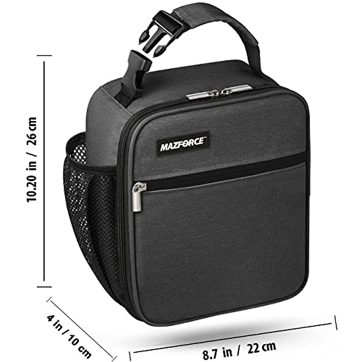 MAZFORCE Original Lunch Bag Insulated Lunch Box - Food Safe Durable Lunchbox for Men - BPA Free Small Reusable Lunch Bags for Adults, Teens, Boys, Women (Dark Gray)