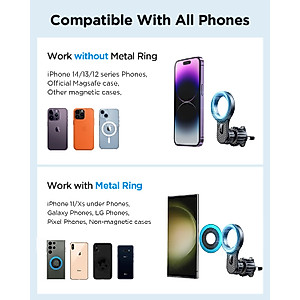 JOYROOM Fits for MagSafe Car Mount, [20 Strong Magnets] Magnetic Car Phone Holder Mount, [Easily Install&Never Blocking Vent] Magnetic Phone Mount for Car for iPhone 15 Pro Plus 14 13 12 MagSafe Case