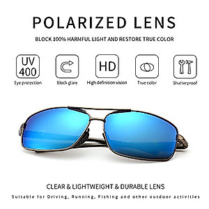 SUNGAIT Ultra Lightweight Rectangular Polarized Sunglasses UV400 Protection (Gunmetal Frame Blue Mirror Lens, 62) Metal Frame 2458 QKLA…