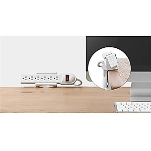 MP-MH01-2X 2 Pack Power Strip Holders with Adjustable Desk Clamp for Desktop Table - Fits 1.6" to 2.4" Power Outlet Strips | Cable Management (2 Pack White Narrow)
