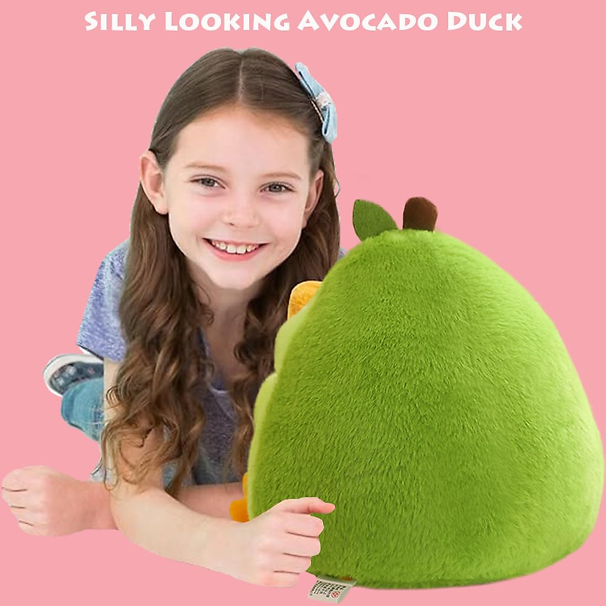 ELAINREN Avocado Duck Plush Toy Chubby Avocado Stuffed Duck Pillow, Food Duckling Plush Dolls/15.7''