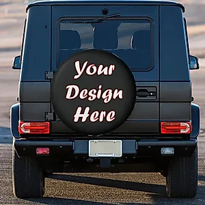 Custom Spare Tire Cover 17 Inch Personalized Text Image Wheel Covers Waterproof Universal Tire Protectors Cover for Jeep Wrangler Travel Trailers Camper RV SUV Truck
