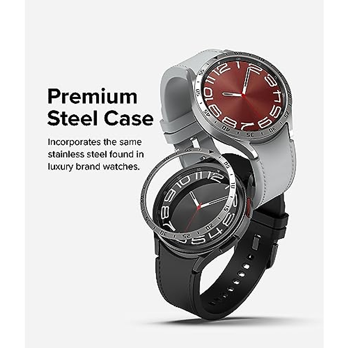 Ringke Bezel Styling [Stylish Stainless Steel Frame] Compatible with Samsung Galaxy Watch 6 Classic Case (43mm), Anti Scratch Protector Adhesive Lightweight Cover Accessory - 43-01 (ST) Silver