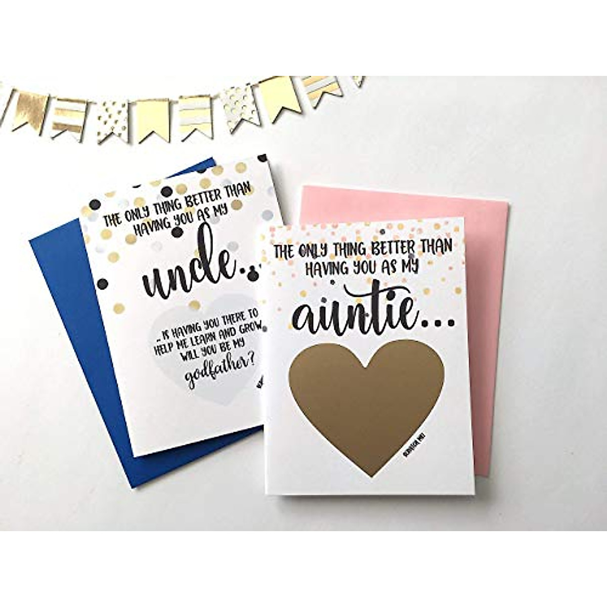 Will You Be My Godmother and Godfather Scratch Off Card Set of 2, Proposal Cards for Auntie and Uncle fron Niece Nephew (Auntie and Uncle Set)