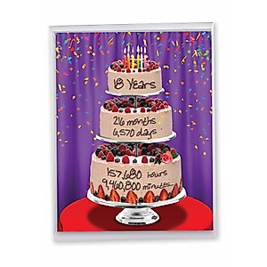 NobleWorks - 18th Milestone Birthday Card (8.5 x 11 Inch) - 18 Year Old Celebration, Stationery from All of Us - Year Time Count 18 J9404MBG-US