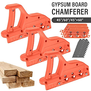 Plasterboard Fast Cutter, Precise 45° 60° Gypsum Board Chamferer with 10 Blades, Plastic Plasterboard Edger, Drywall Edge Hand Cutting Tool, Woodworking Hand Plane Tool for Drywall Chamfer (45°)