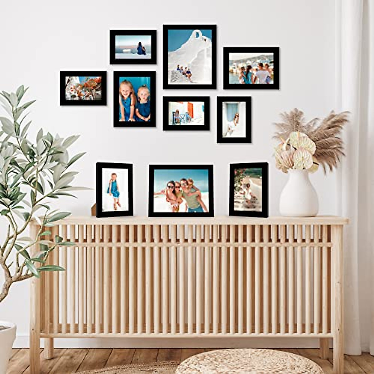 Americanflat 10 Pack Black Picture Frames Collage Wall Decor - Gallery Wall Frame Set with Two 8x10, Four 5x7, and Four 4x6 Frames, Shatter Resistant Glass, Hanging Hardware, and Easel Included