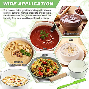 JIANWEI 1L Enamel Milk Pan, Milk Pot Butter Warmer Enamel Saucepan with Silicone Spatula & Pour Spout, Nonstick Enamel Milk Enamel Melting Pot for Induction Electric Gas Stoves(White)