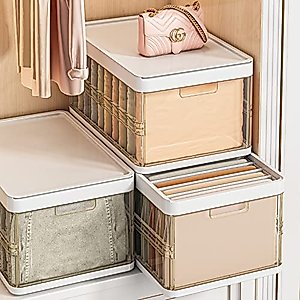Clothes Drawer Organizer, Wardrobe Clothes Organizer for Folded Clothes, Closet Organizers and Storage for Jeans, T-shirts, Underwear, Thin Blanket, Stackable& Slideable( None Grid+7Grids+9Grids)