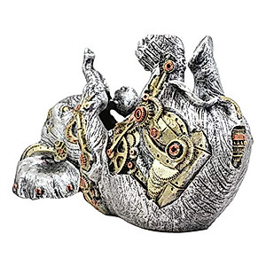 Ebros Steampunk Industrial Victorian Sci Fi Cyborg Robotic Elephant Wine Bottle Holder Figurine 9" Long with Painted Gearwork Clockwork and Mechanical Parts Party Hosting Accessory Elephants