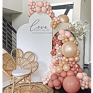 Dusty Rose Pink Balloon Garland Double Stuffed Blush Pink Balloon Pearl Peach Balloons Rose Gold Metallic Balloon Arch Kit For Wedding Bridal Shower Baby Shower Birthday Boho Party Decorations