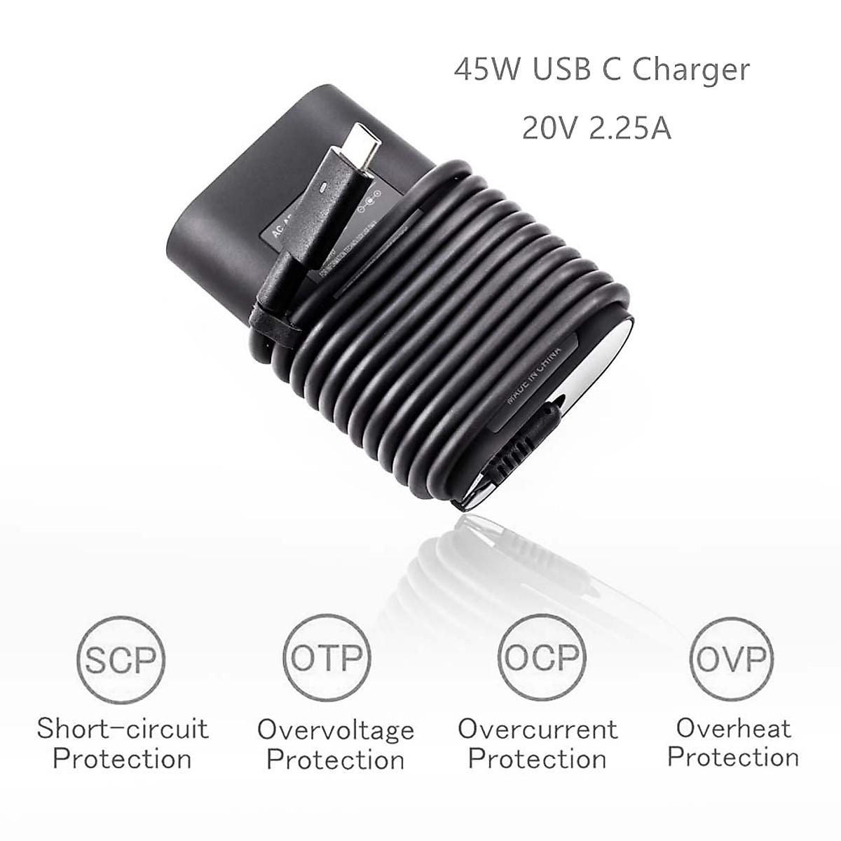 HotTopStar 45W USB C Charger Replacement for Dell Latitude 7390 2-in-1 7200 7275 7370 5175 2-in-1 Chromebook 3100 3300 3380 3400 3500 5190 5300 5400 LA45NM150 2YKOF Laptop Power Adapter Type-C 45W