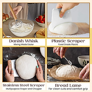 Reggimi Banneton Bread Proofing Basket Set - 27 Piece Bread Making Kit with Round and Oval Proofing Baskets for Sourdough Bread Baking, Lame, Dough Scraper, Whisk, Silicone Mat, Stencils, and More