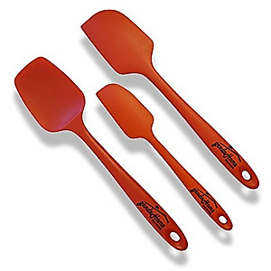 MEKBOK Silicone Spoon Spatula Set,(3 pieces)-Heat-resistant non-stick flexible rubber spatula set, Cooking Mixing Baking Kitchen Utensils Set of (red)