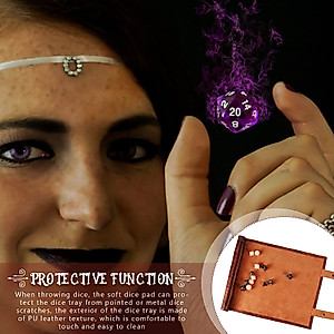 Dice Tray Dice Mat Folding Rolling Mat Dice Scroll Leather Dice Holder Bag Storage Box Compatible with DND RPG Table Game Dice (Brown,1 Piece)