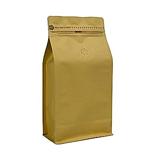 50 Pcs Coffee Bags with Valve, Stand up Coffee Pouches, Flat Bottom Coffee Bags for Home or Store (Kraft,1LB)