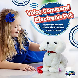 Team Power Voice Command Labrador Puppy Robot Dog - Interactive Plush Pet Kids Toys, Knows 6 Tricks and Likes Walks, Stuffed Animal Toddler Toys for Girls and Boys 3 Year Old and Above Gifts