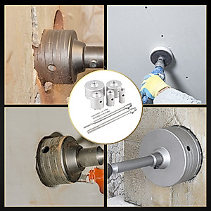 CPROSP Concrete Hole Saw Kit Wall Drill, SDS Plus &Max Shank Hole Saw, for Cement Brick Wall, Kit 30 40 65 80 100 mm