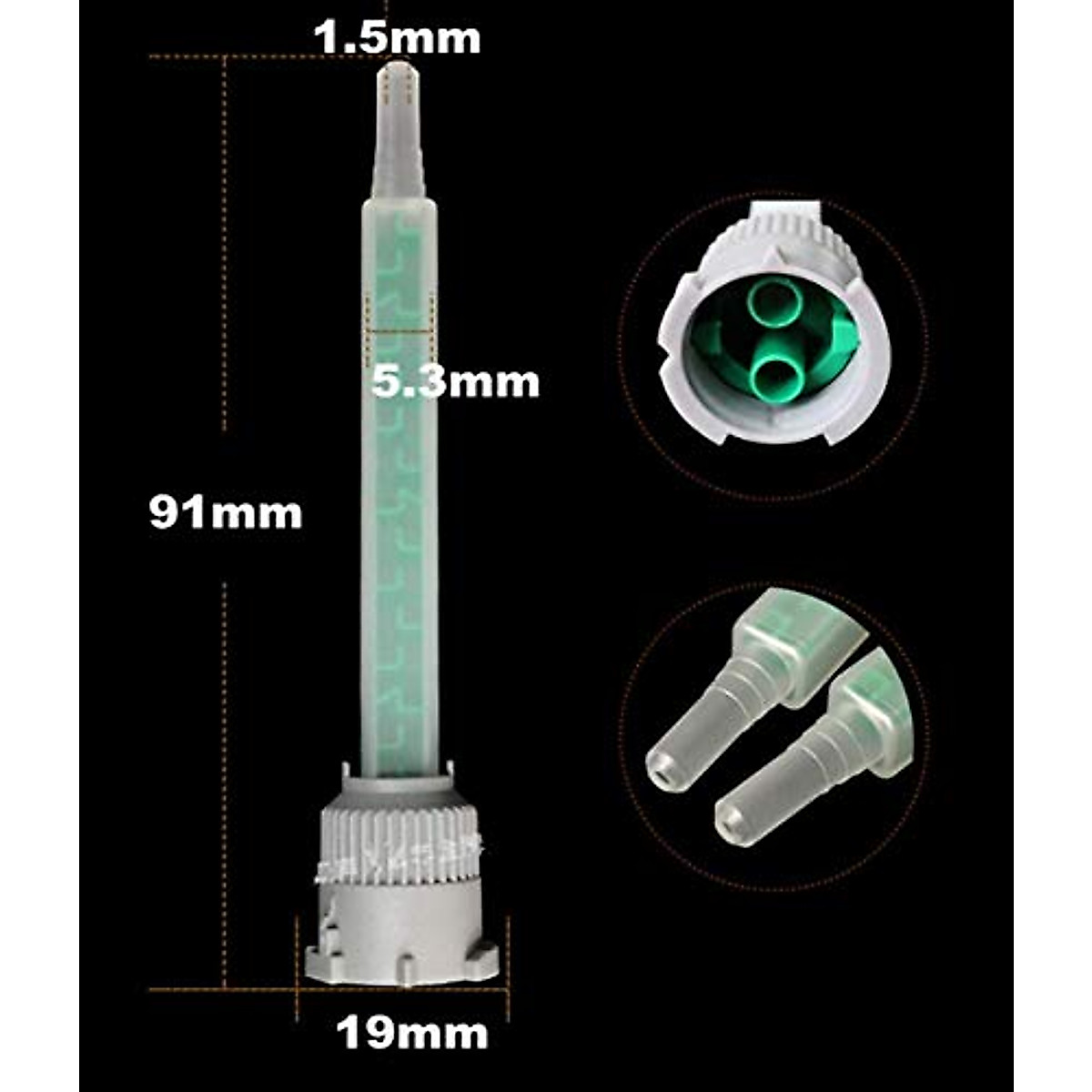 Mixing Nozzles Adhesive Cartridges Tip for 50ml Resin Mixer Adhesive Applicatior 16-Element, 3.6in, 1:1 & 2:1 ratios(20 Pieces)