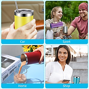 Skinny Tumblers Bulk 20 oz Stainless Steel with Lids and Straws Blank Slim Insulated Cup Double Layer Water Cups for Travel, DIY(Green, Yellow, Purple, Red,8 Pcs)