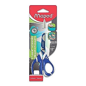 Maped Zenoa Soft Handle Student Scissors, Kids, 7 Inch, Pointed Tip, Right & Left Handed, Assorted Colors (597249)