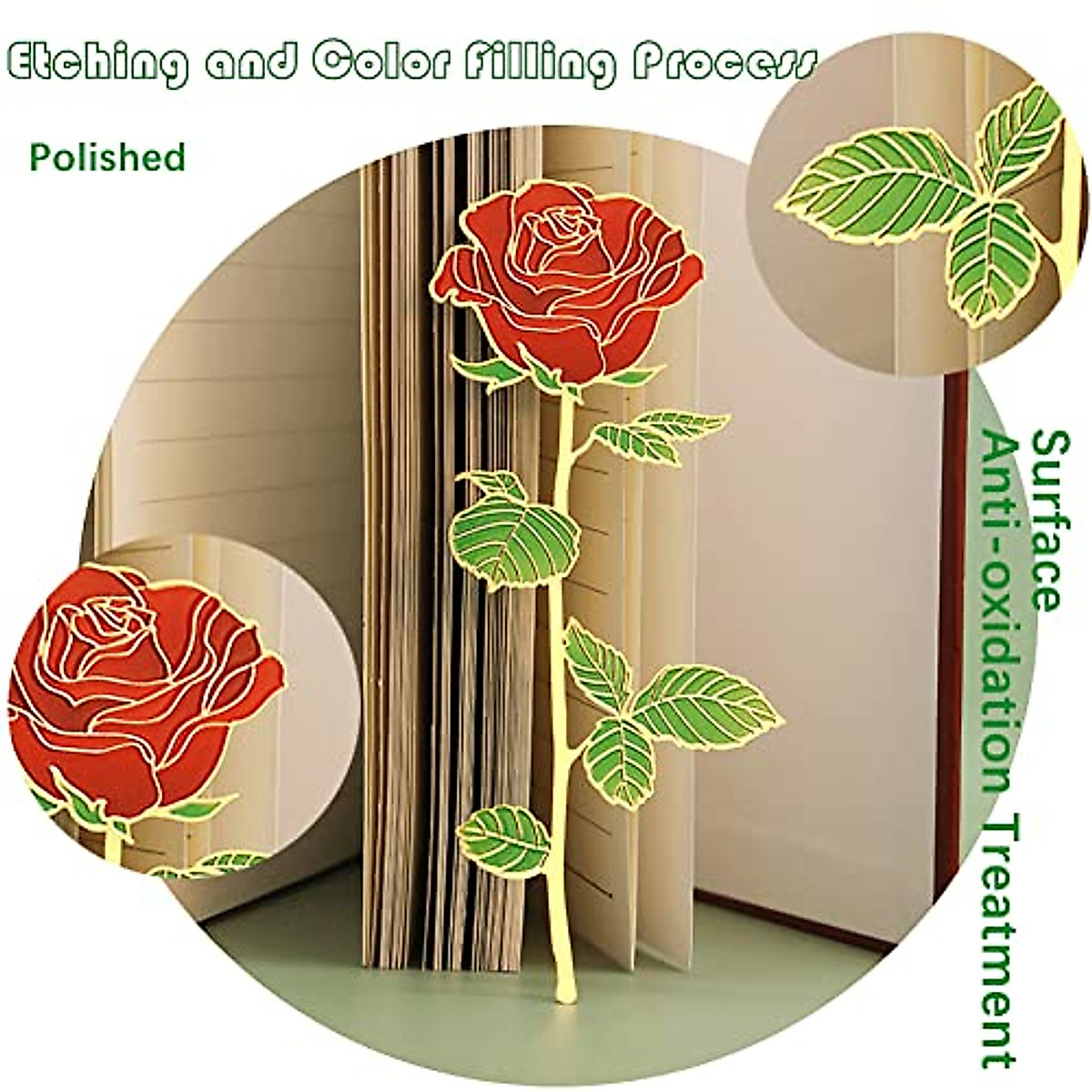 Metal Red Rose Bookmarks Valentines Day Teacher Gifts for Women Girlfriend Graduation Mothers Day Rose Gifts Cute Bookmark Teacher Appreciation Birthday Gifts Book Marker for Book Lovers