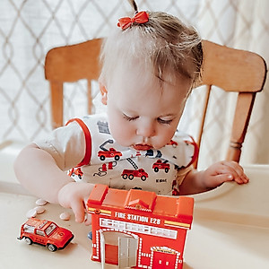 BapronBaby Be Brave - Firefighter Bapron - No Neck Tie Safer Bib for Baby & Toddler - Soft Waterproof Stain Resistant - Machine Washable - Sz Baby/Toddler 6m-3T