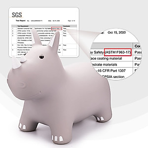 ZOOJOY Bouncy Horse Animals Hopper,Inflatable Bouncing Horse Jumping Animals for Toddlers,Ride On Hopping Toys for Girls/Boys,Great Gift W/P (Grey)