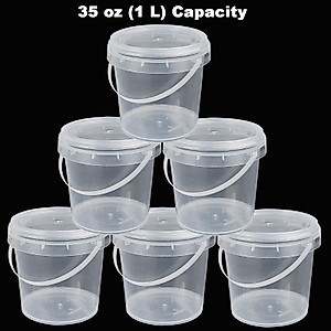 ZOFORTY 30 PCS 30 oz Slime Containers with Lids and Handles, Plastic 1000ml Storage Bucket Containers, Clear Slime Storage Case for Slime DIY Art Craft, Pigment, Small Tools, Part Material