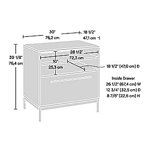 Sauder Vista Key Lateral File Pedestal, L: 30.00" x H: 18.54" x W: 30.08", Pearl White Finish