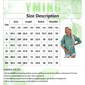 YMING Women's Long Sleeve Crew Neck Shirt Shamrock Printed Pullover Tops St. Patrick's Day Sweatshirt Green Shamrock 3XL