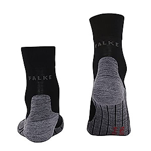 FALKE Women's RU4 Endurance Wool Running Socks, Mid Calf, Medium Cushion, Athletic, Breathable Quick Dry, Merino Wool, Black (Black-Mix 3010), 5-6, 1 Pair