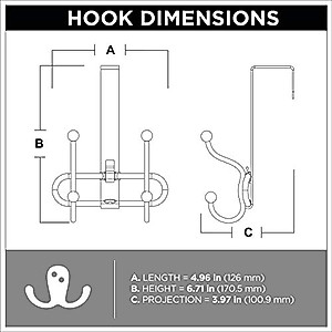 Franklin Brass OTD002F-FB-C 2-Hook Over The Door Storage Rack, Matte Black