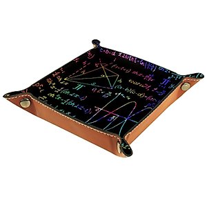 NigelMu Math Equation Blackboard Valet Tray,Fold Leather Tray Table Organizer for Storage Key Coin Jewelry Watch