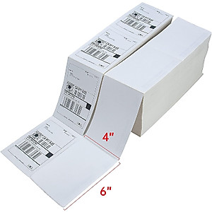 L LIKED 4000 Labels Fanfold 4" x 6" Direct Thermal Labels, with Perforated line for Thermal Printers - Compatible Zebra & Rollo Printer (4" x 6" - 4000 Labels)