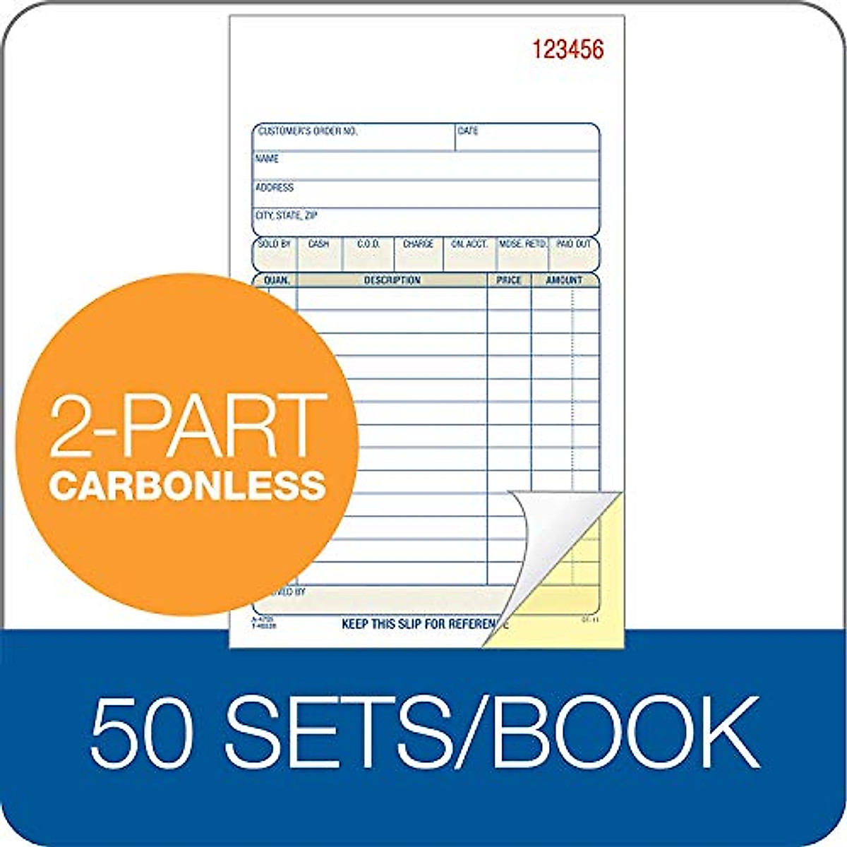 Adams Sales Order Books, 2-Part, Carbonless, White/Canary, 4-3/16 x 7-3/16 Inches, 50 Sets per Book, 6 Books