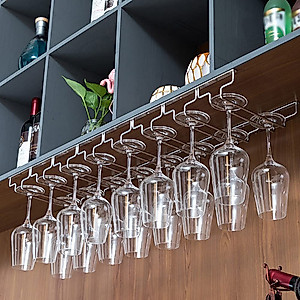 Wine Glass Rack, Under Cabinet Wine Glass Holder Stainless Steel Stemware Rack - Hanging Stemware Holder,Wine Bottle Holder for Cabinet Kitchen Bar (Size : 68.528cm(27.011.0in))
