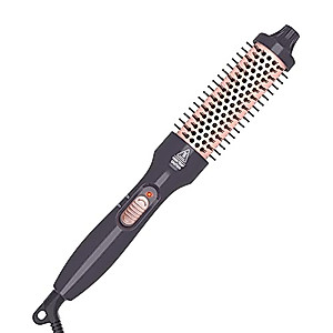 PHOEBE 1.25 Inch Curling Iron Brush Ceramic 1 1/4 Inch Double PTC Heated Hair Curling Comb Tourmaline Ionic Hair Curler Curling Iron Dual Voltage for Traveling On Long, Medium Hair