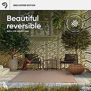 Green Elephant Plastic Waterproof Outdoor Rug for Patios Clearance,RV Outdoor Rugs for Camping, Indoor Deck Carpet Waterproof