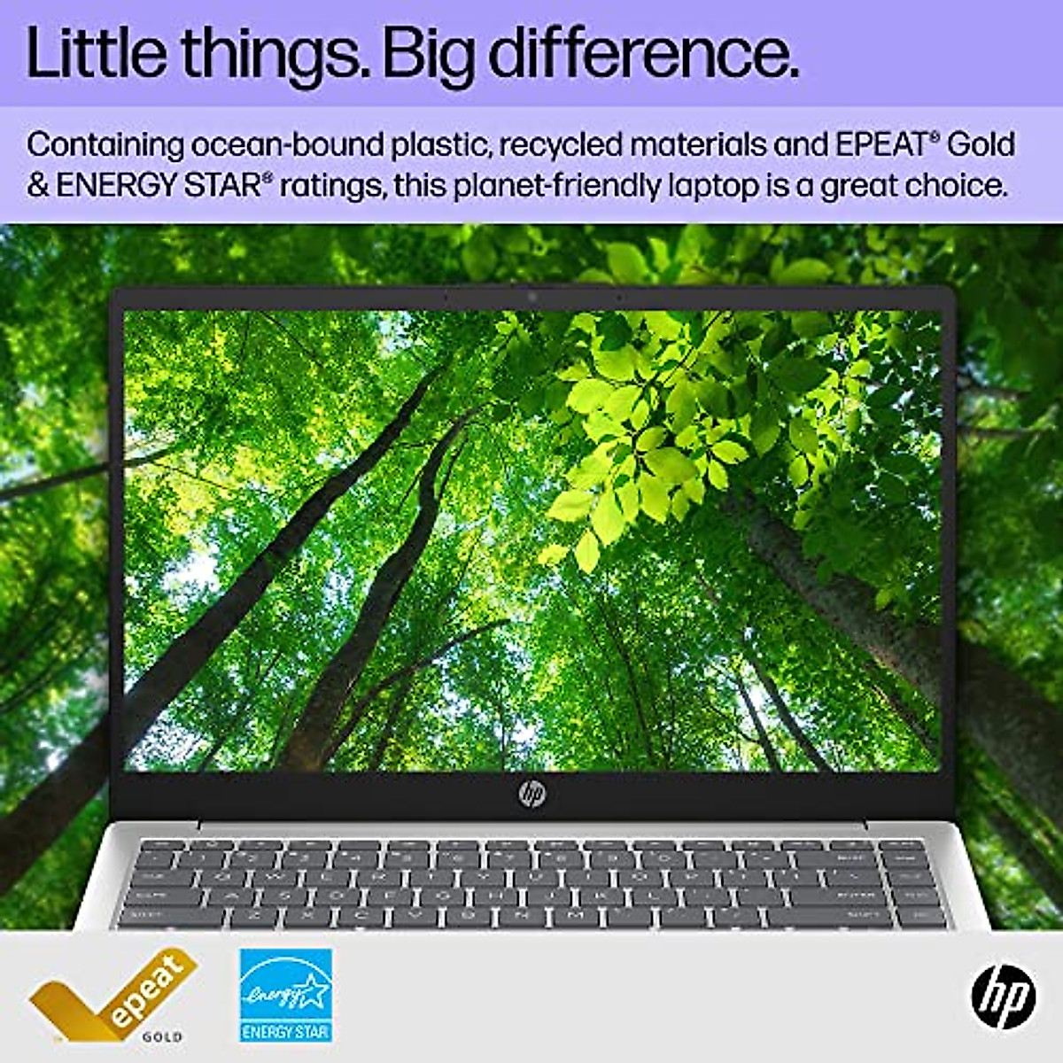 HP 14 inch Laptop, HD Display, AMD Athlon Gold 7220U, 4 GB RAM, 128 GB SSD, AMD Radeon Graphics, Windows 11 Home in S Mode, 14-em0010nr (2023),Silver