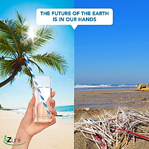 Zunii 1000 Pack Multi-Color Biodegradable Paper Straws - 10 Bright Colors - Eco Friendly Straws for Juice, Soda, Cocktails, Shakes - Great for Birthday Parties, Bridal Showers, Cake Pop Sticks